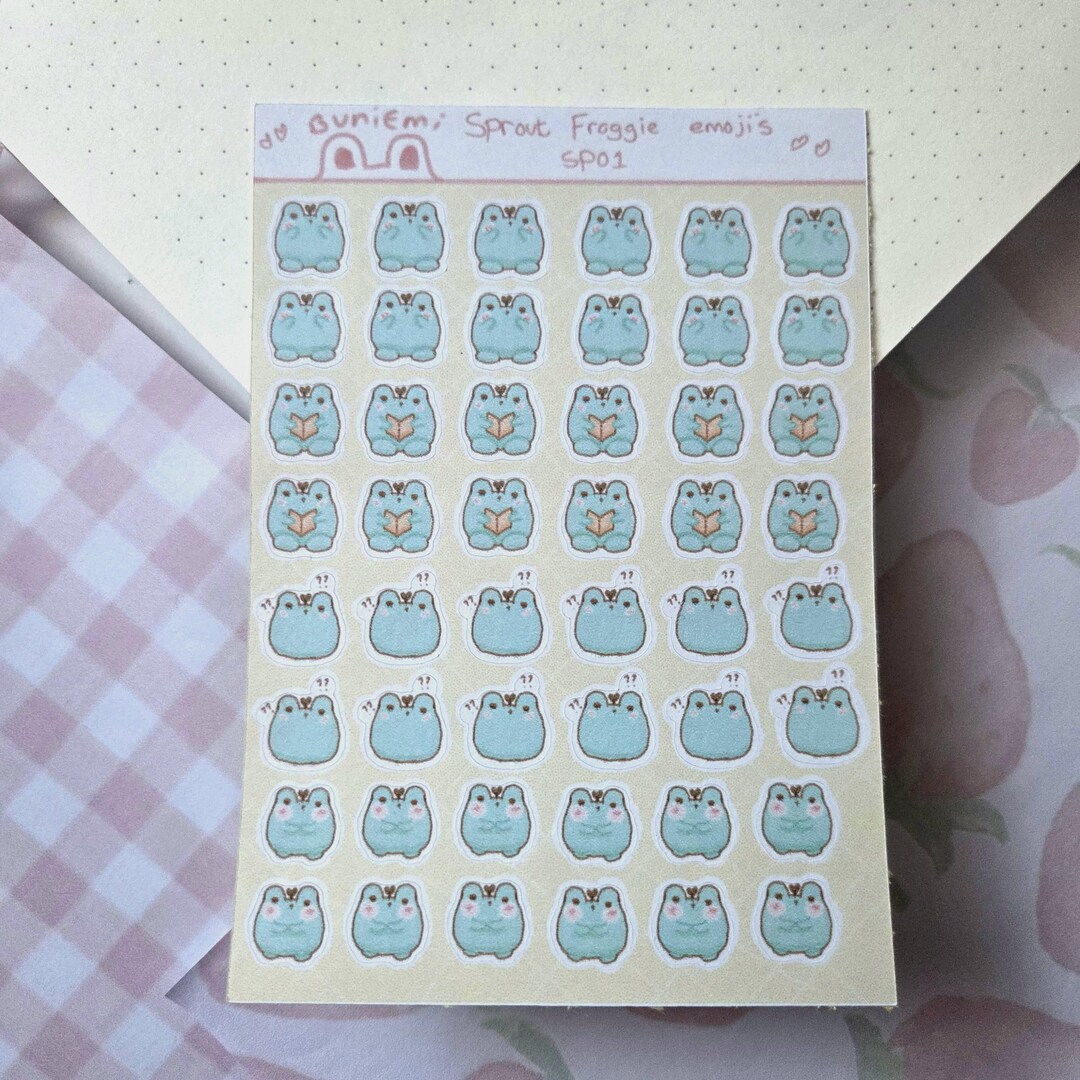 Froggie Sprout Emojis Sticker Sheet, Emotions Stickers, Planner Sticker ...