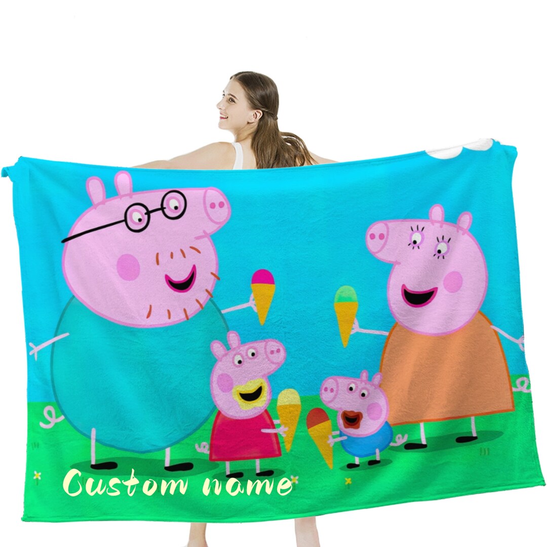 Peppa Pig Custom Name Blankets Personalized Throw Blanket With - Etsy