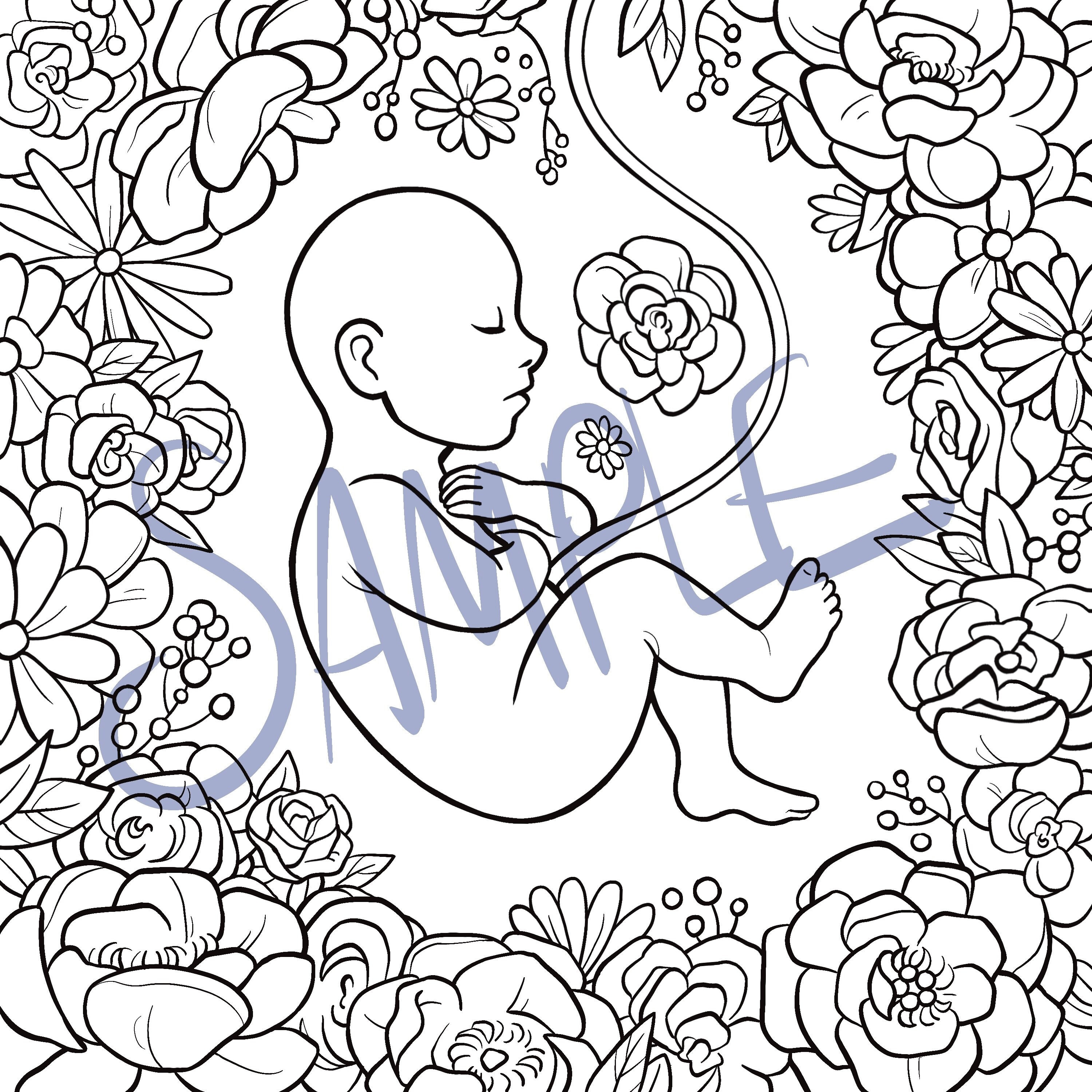 Fetus Flowers Coloring Page - Etsy