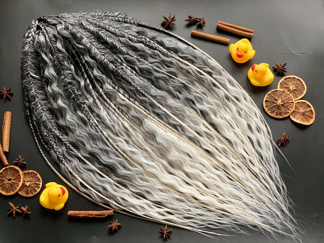 Classic Ombre Black and White Smooth Dreadlocks With Crochet Curly ...