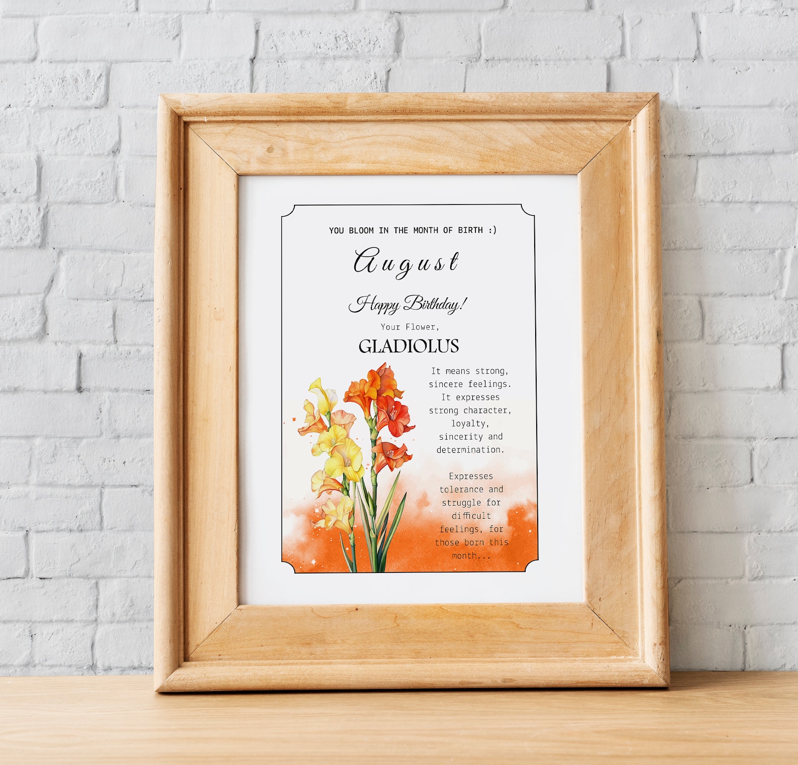 Birth Month Flower Digital Wall Art Born in August Month - Etsy