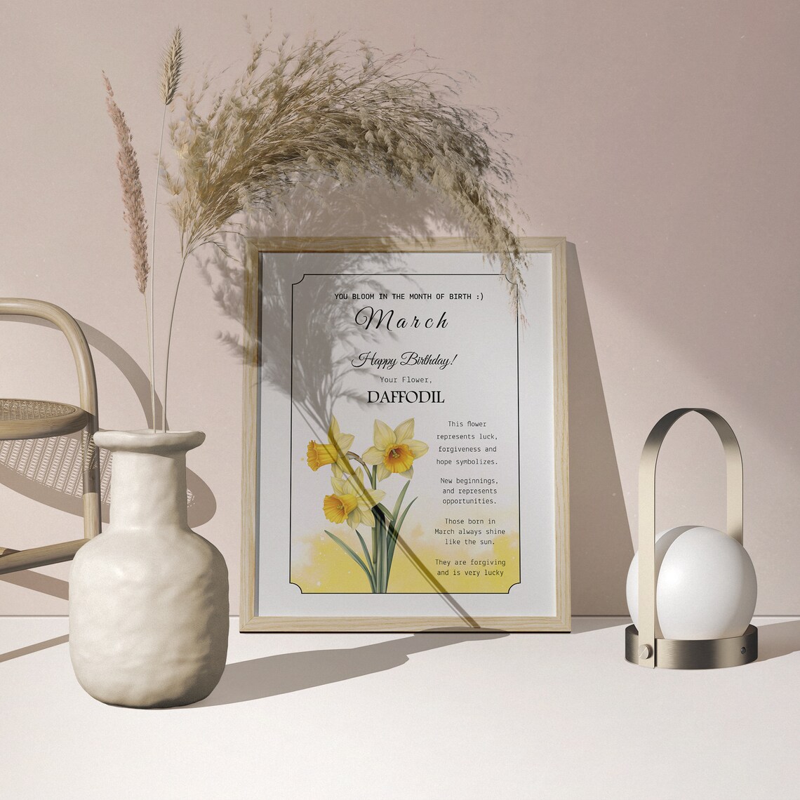 Birth Month Flower Digital Wall Art Born in March Month - Etsy