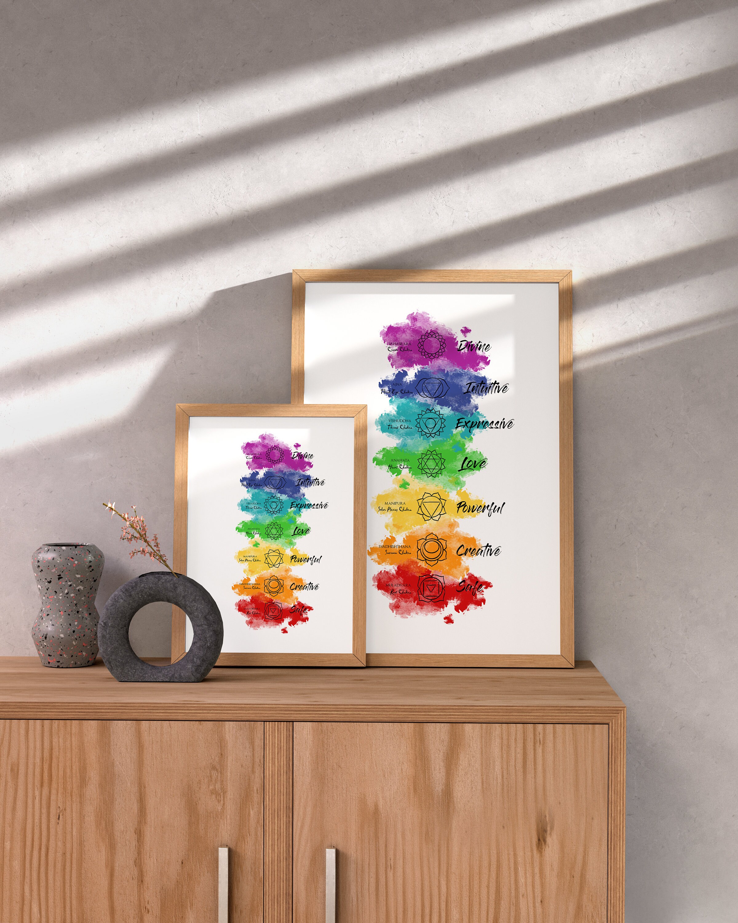 Chakra Wall Art Print, 7 Chakras Printable Poster With Abstract Splash ...
