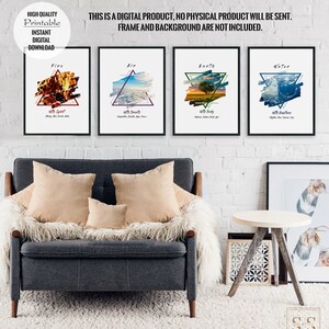 Four Elements Wall Art Set of 4, Water, Air, Earth, Fire, 4 Elements ...
