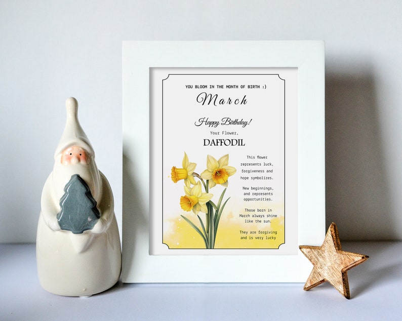 Birth Month Flower Digital Wall Art, Born in March Month Flower Design ...