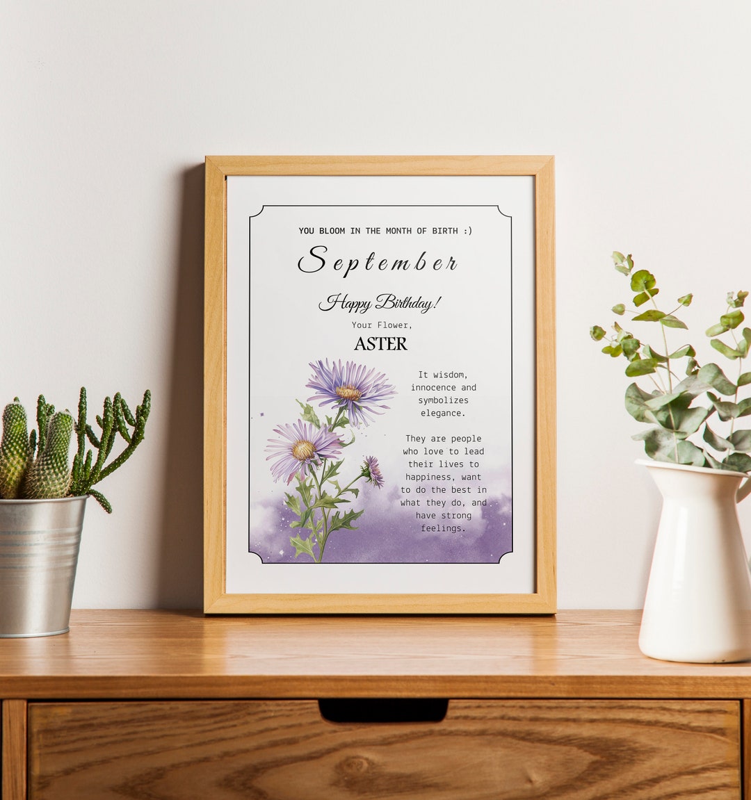 Birth Month Flower Digital Wall Art, Born in September Month Flower ...