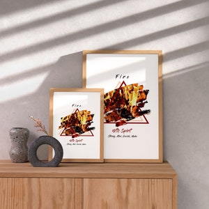 Fire Element Printable Wall Art, Fire Element Symbol and Text, the Four ...