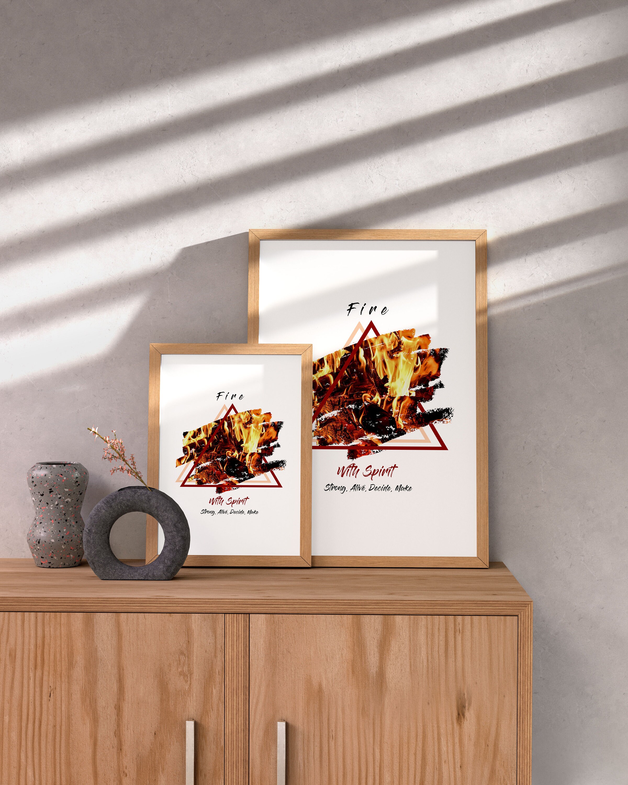 Fire Element Printable Wall Art, Fire Element Symbol and Text, the Four ...