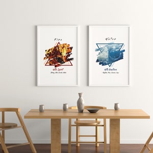 Four Elements Wall Art Set of 4, Water, Air, Earth, Fire, 4 Elements ...