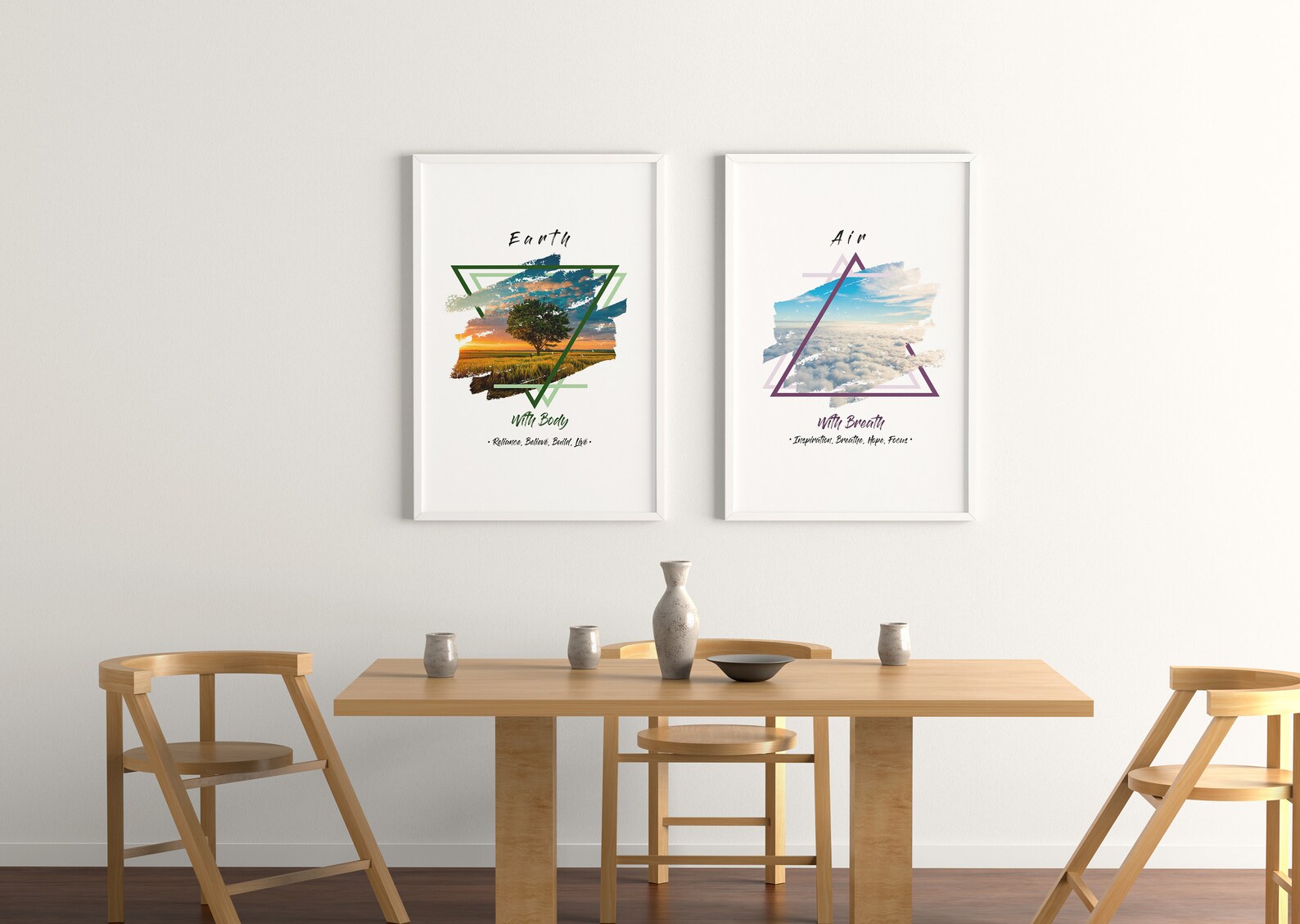 Four Elements Wall Art Set of 4, Water, Air, Earth, Fire, 4 Elements ...