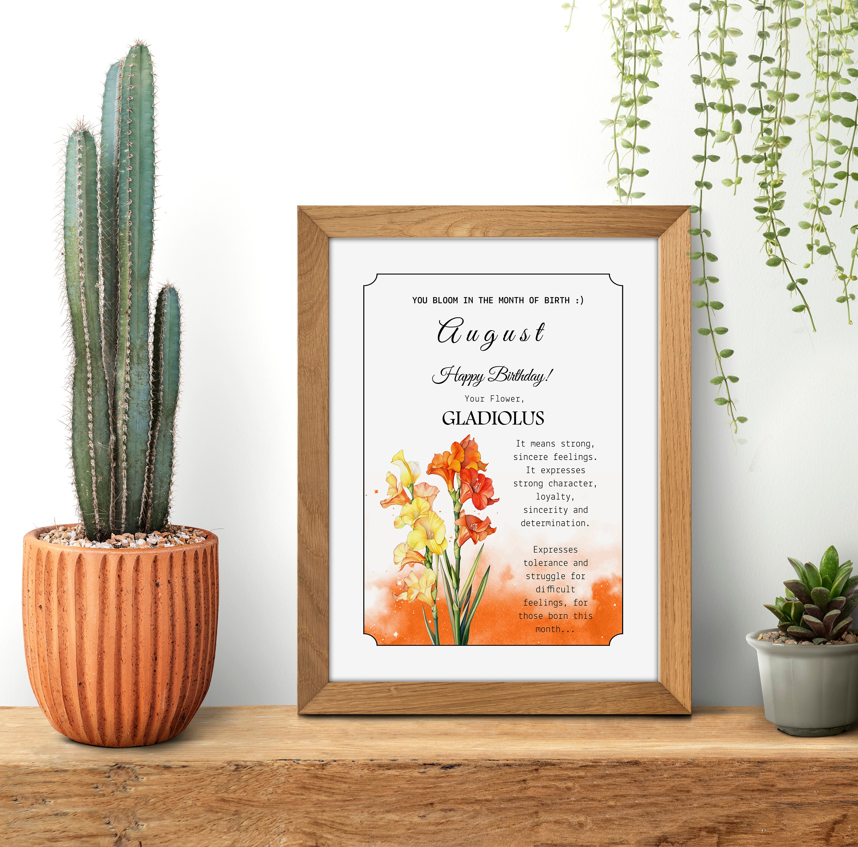 Birth Month Flower Digital Wall Art Born in August Month - Etsy