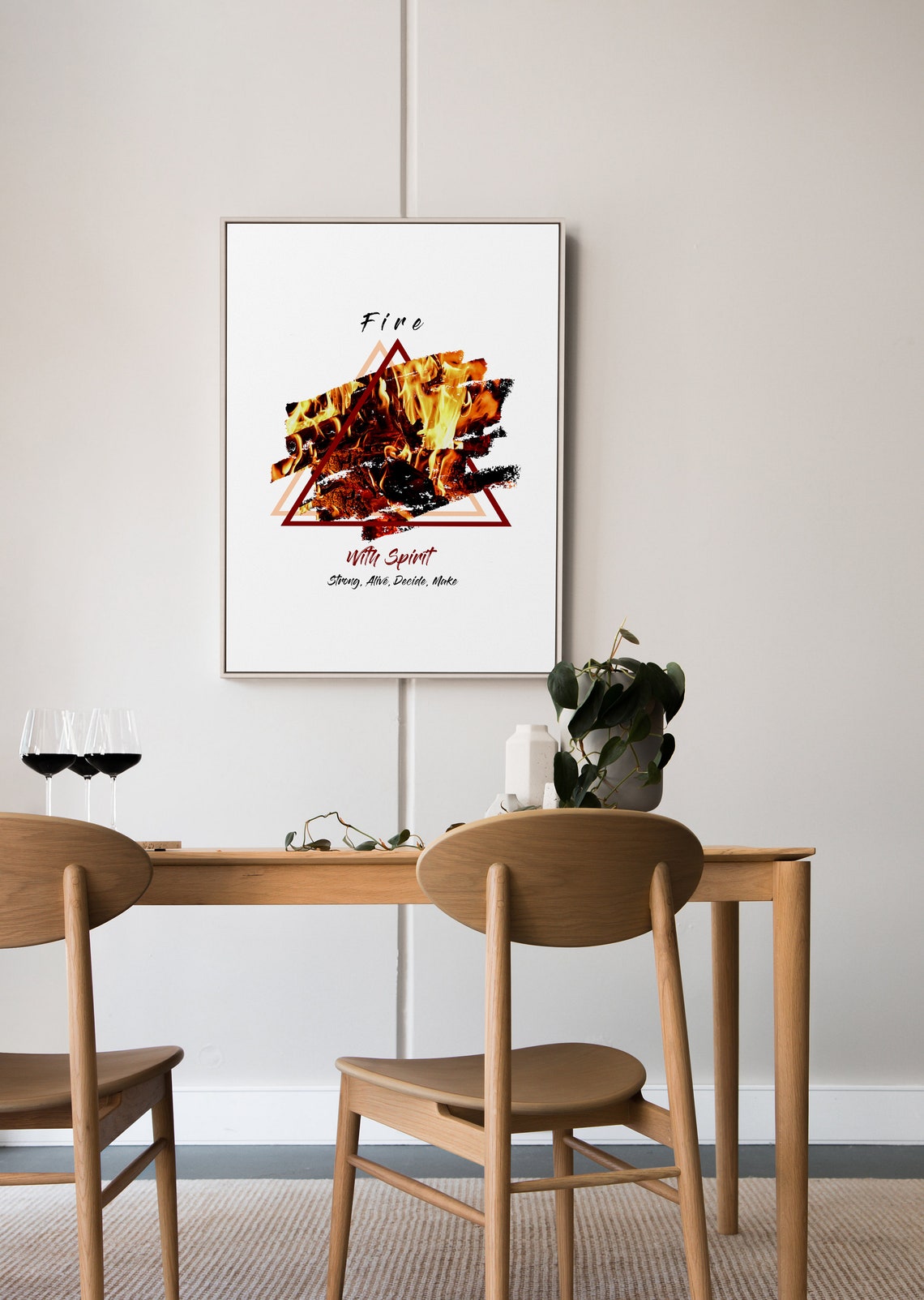 Fire Element Printable Wall Art, Fire Element Symbol and Text, the Four ...