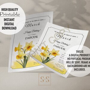 Birth Month Flower Digital Wall Art, Born in March Month Flower Design ...