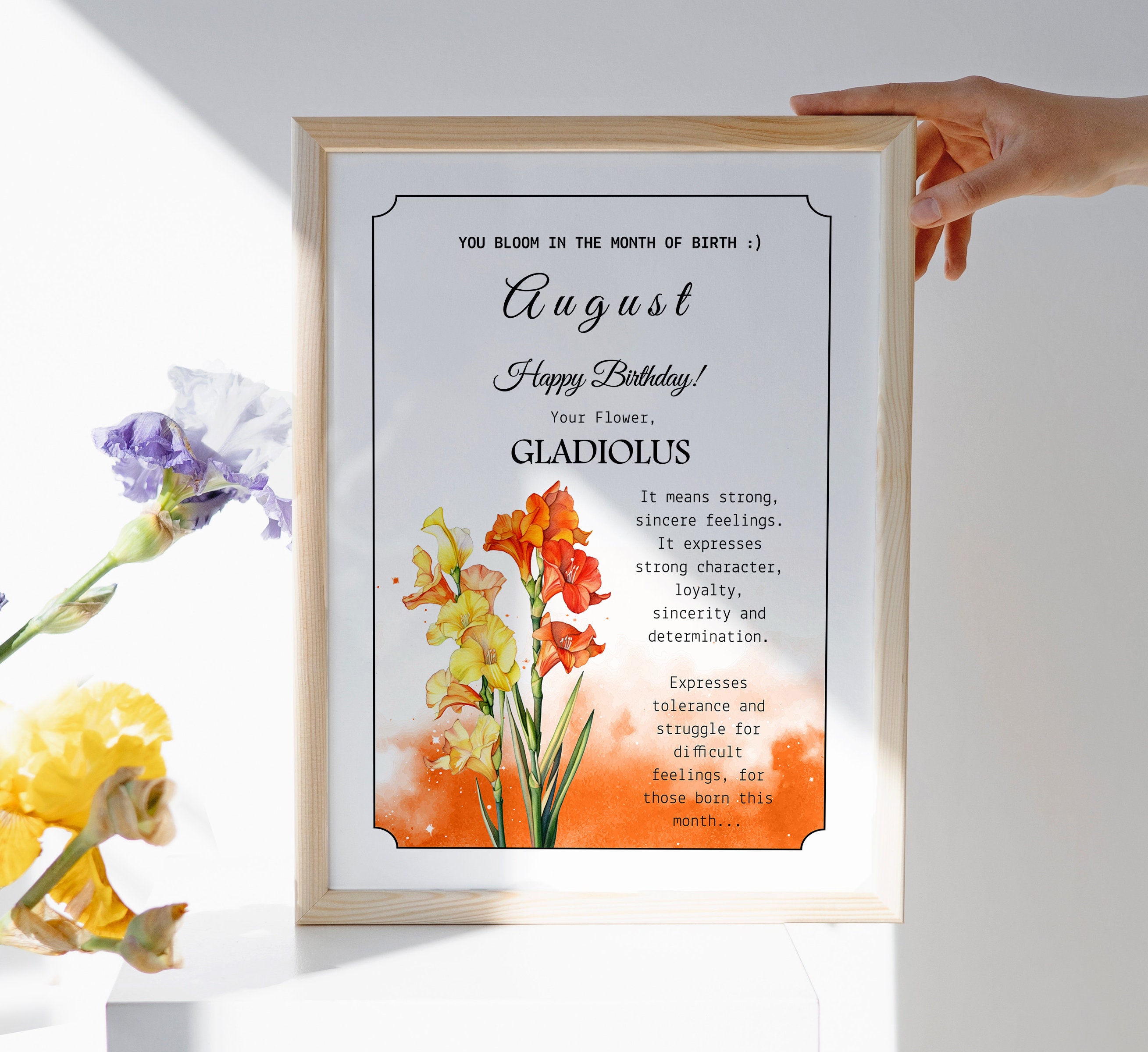 Birth Month Flower Digital Wall Art Born in August Month - Etsy