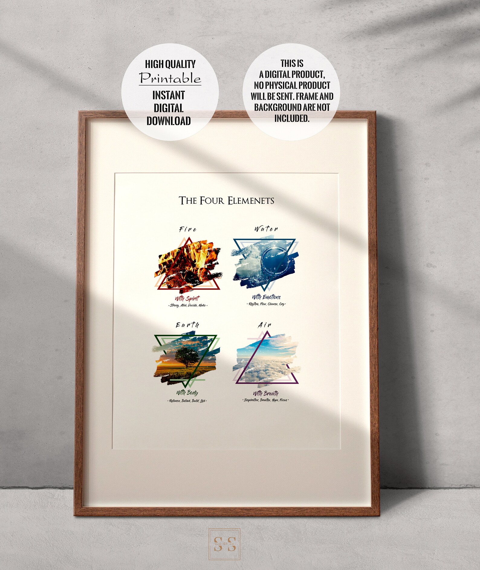Four Elements Wall Art, Digital Download and Printable Poster, Vertical ...