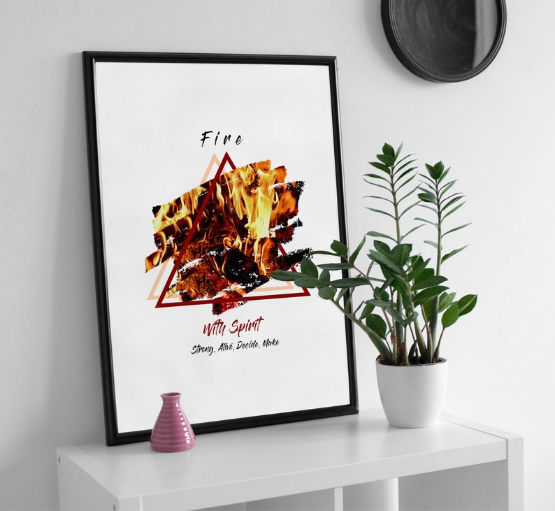 Fire Element Printable Wall Art, Fire Element Symbol and Text, the Four ...