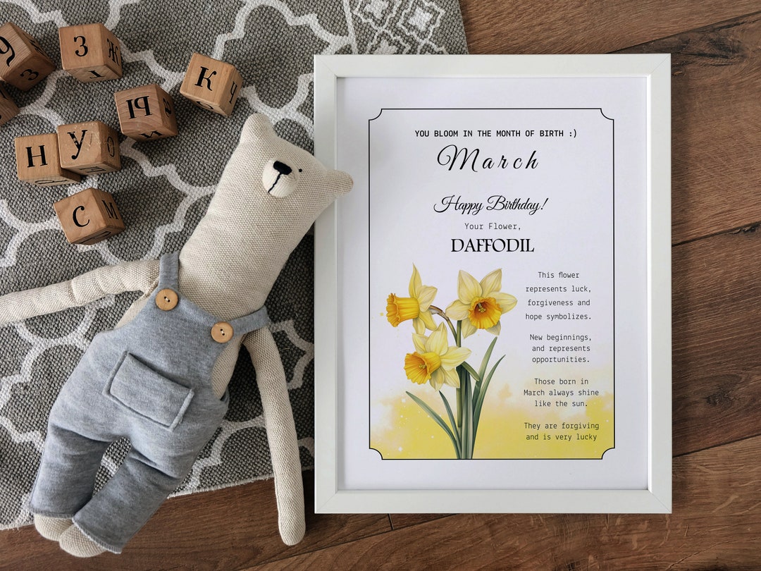 Birth Month Flower Digital Wall Art Born in March Month - Etsy