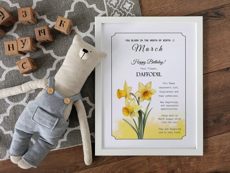 Birth Month Flower Digital Wall Art Born in March Month - Etsy