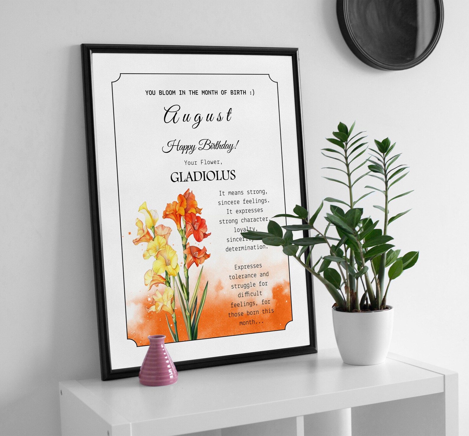 Birth Month Flower Digital Wall Art Born in August Month - Etsy