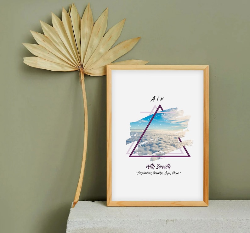 Four Elements Wall Art Set of 4, Water, Air, Earth, Fire, 4 Elements ...