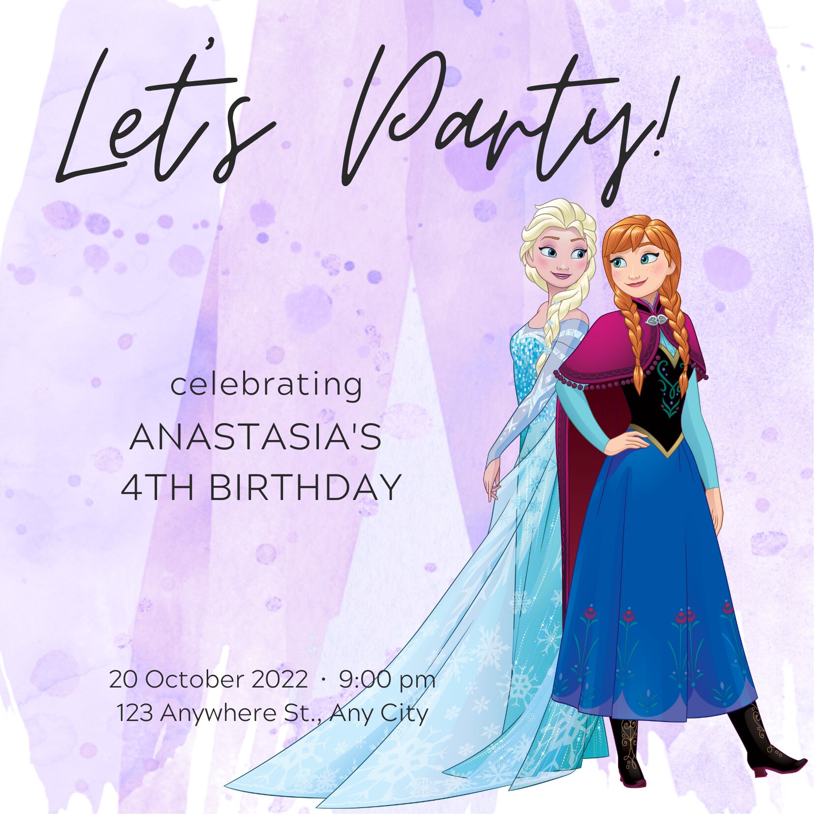 Elsa&anna Party Invitation, Birthday - Etsy