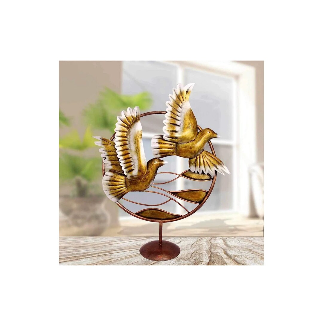 Metal Bird Sculptures Bird Desk Statue Home and Garden Decorations ...
