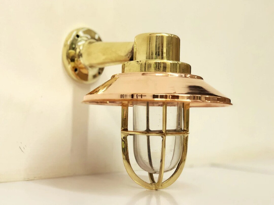 Nautical Brass Antique Wall Sconce Light Maritime Fixture With Copper ...