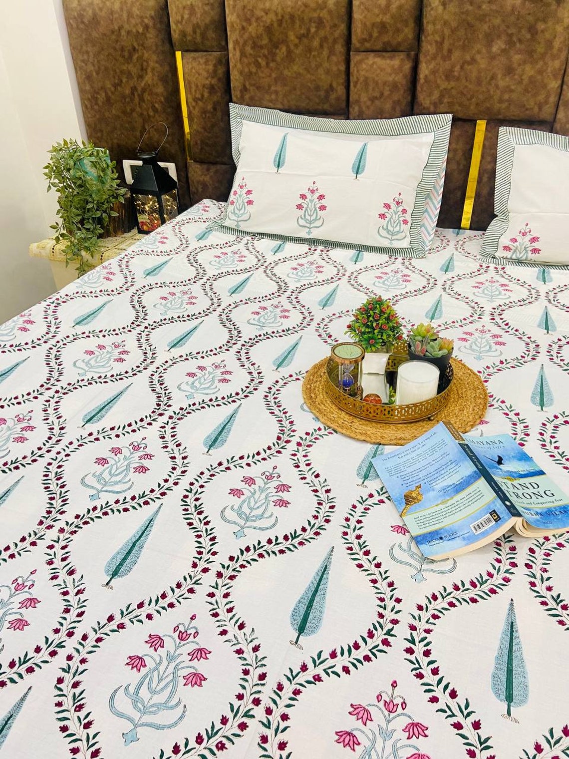 Hand Block Printed Premium Cotton Bedsheet With 2 Pillow Covers Pure ...