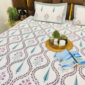 Hand Block Printed Premium Cotton Bedsheet With 2 Pillow Covers Pure ...
