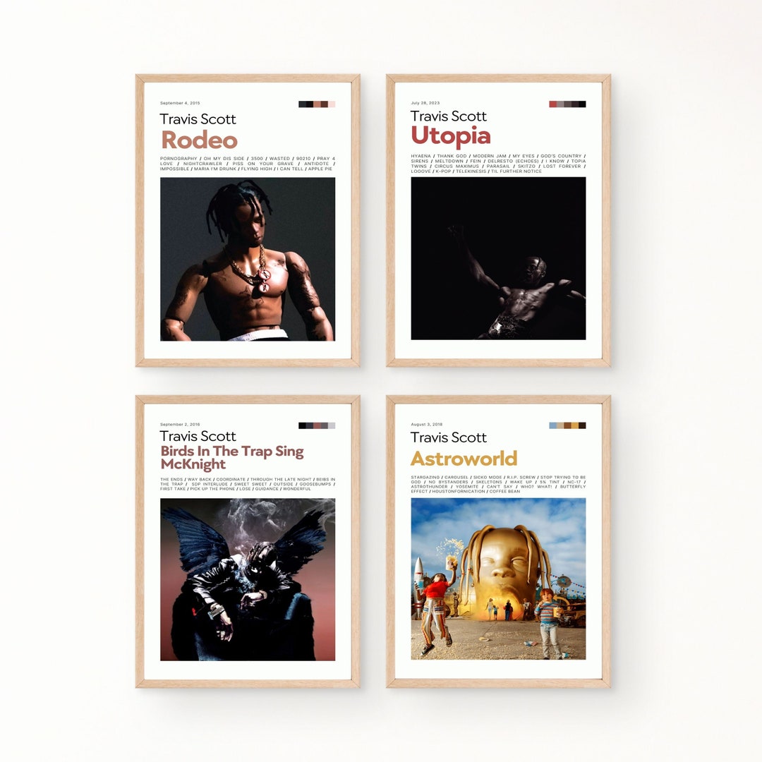 Travis Scott Album Cover Poster Bundle Set of 4 Rapper Wall Art Digital ...