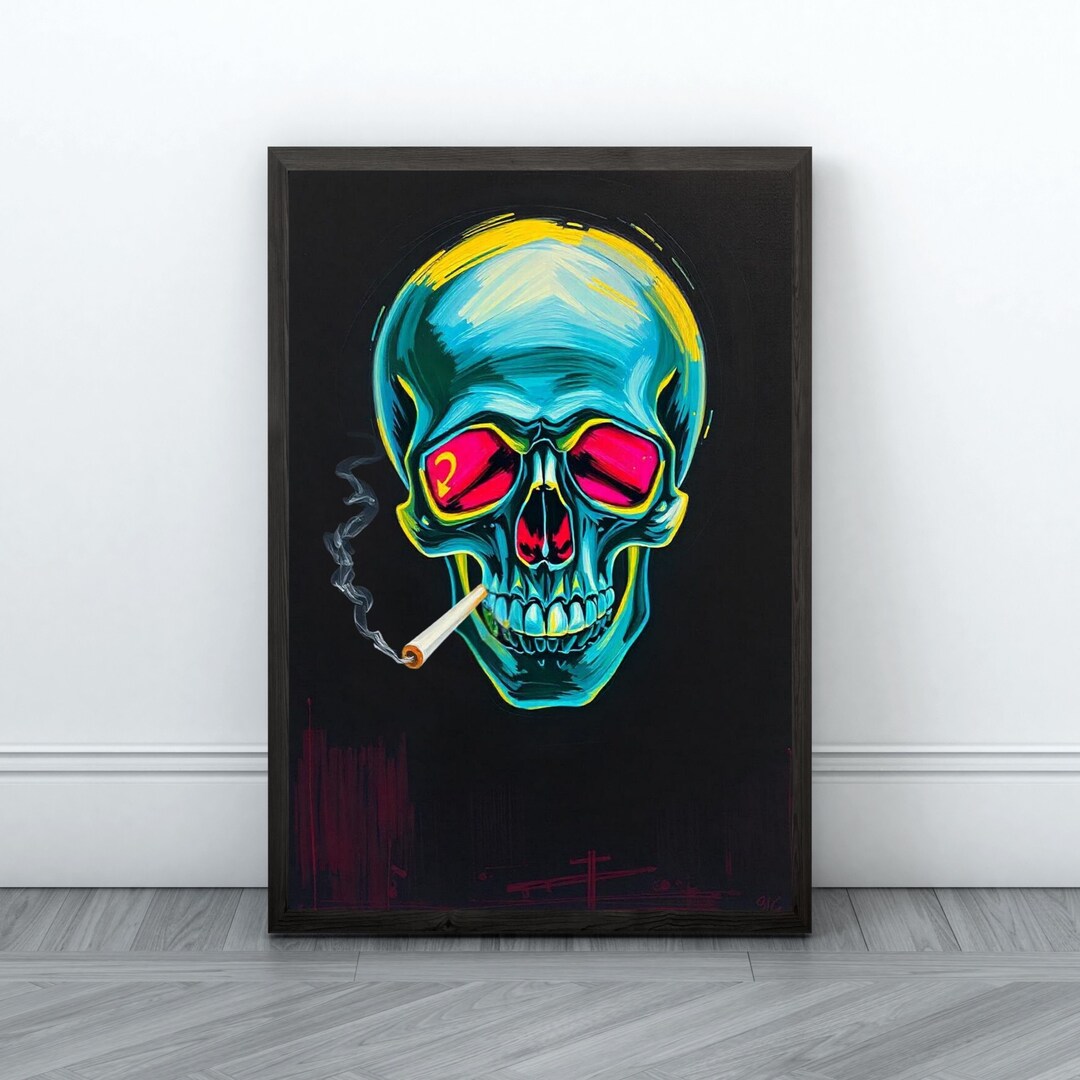Halloween Thug Life Skull Neon Printable Wall Art Poster Cool Skull ...