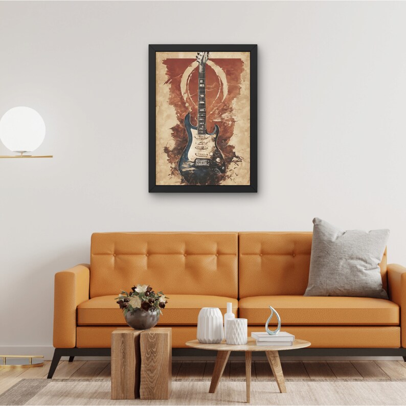 Retro Music Instrument Wall Art Decor Vintage Abstract Electric Guitar ...
