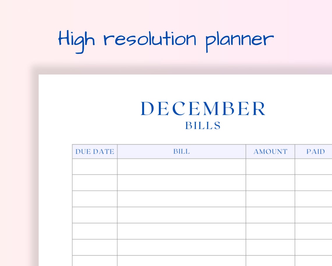 Monthly Bill Printable Tracker Bill Organizer Bill Tracker - Etsy