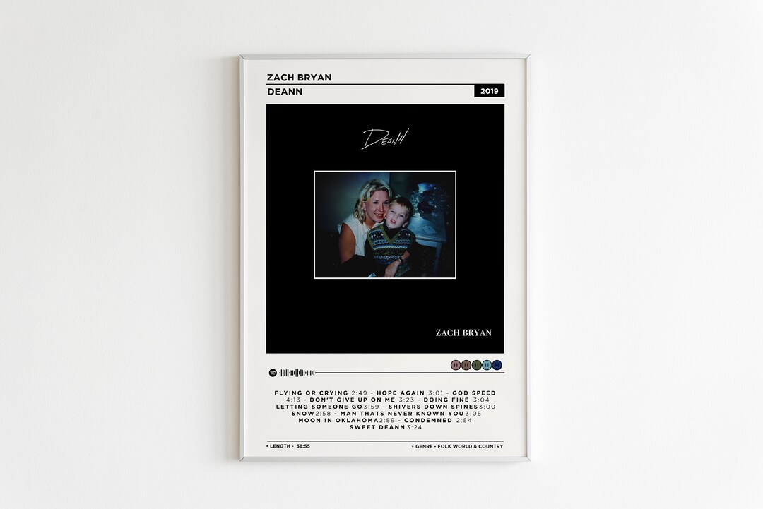 Zach Bryan Deann Album Poster / Album Cover Poster / Music - Etsy