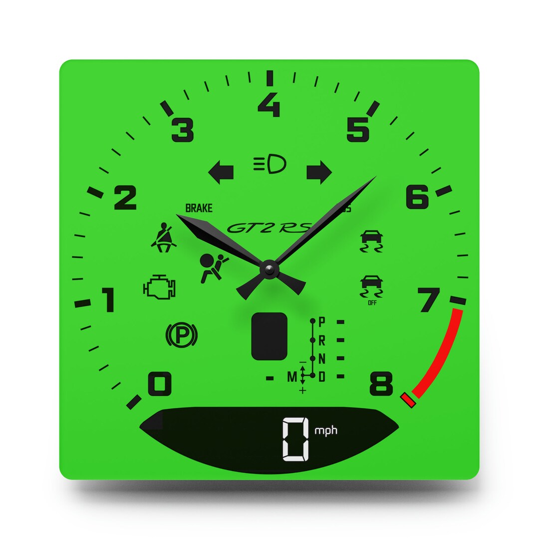 GT2RS Car Wall Clock Green Tachometer Clock Sports - Etsy