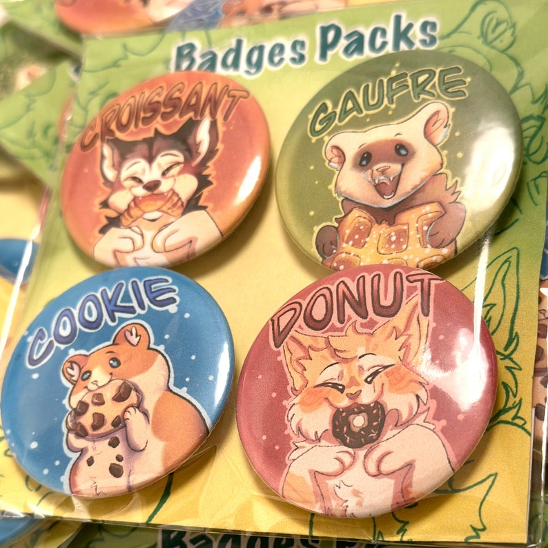 Badge Pack - Food and Animals - Etsy