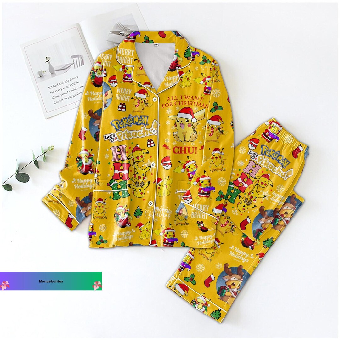 Pikachu Pajamas, Pikachu Hohoho Thick Pajamas, Pikachu Christmas ...