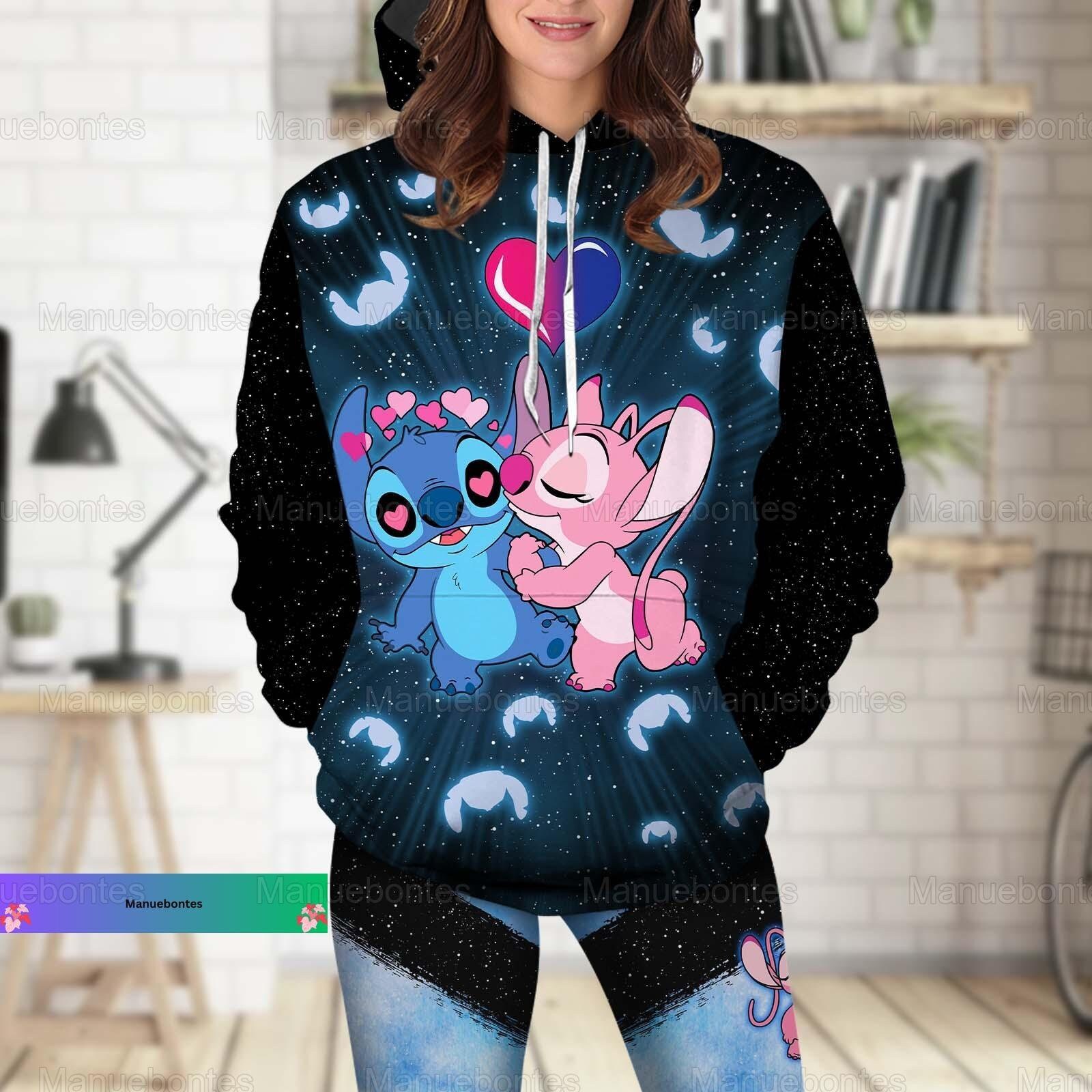 Stitch and Angel 3D Hoodie, Stitch Angel Leggings, Stitch and Angel ...
