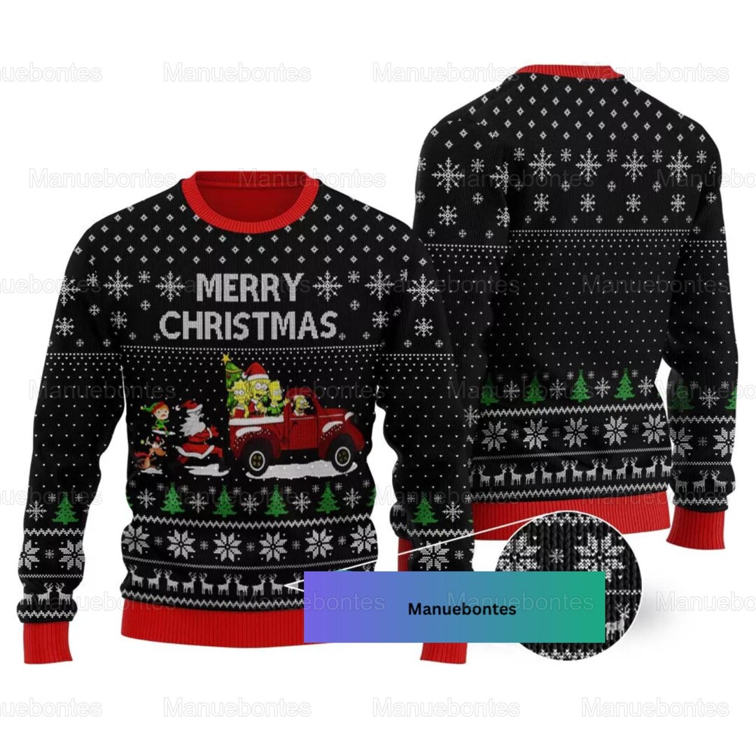 The Simpsons Ugly Sweater, Funny Simpsons Family Xmas Sweater, Simpsons ...