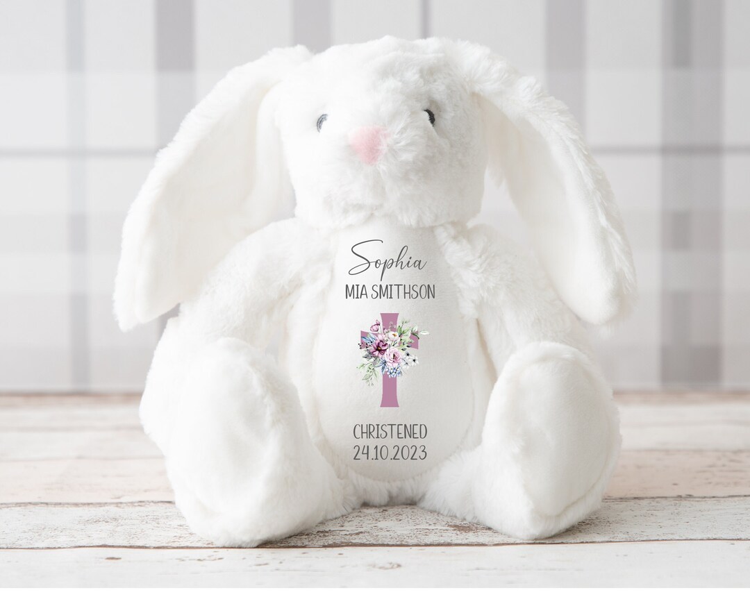 Personalised Christening Gift, Rabbit Teddy,baptism,girls Christening ...
