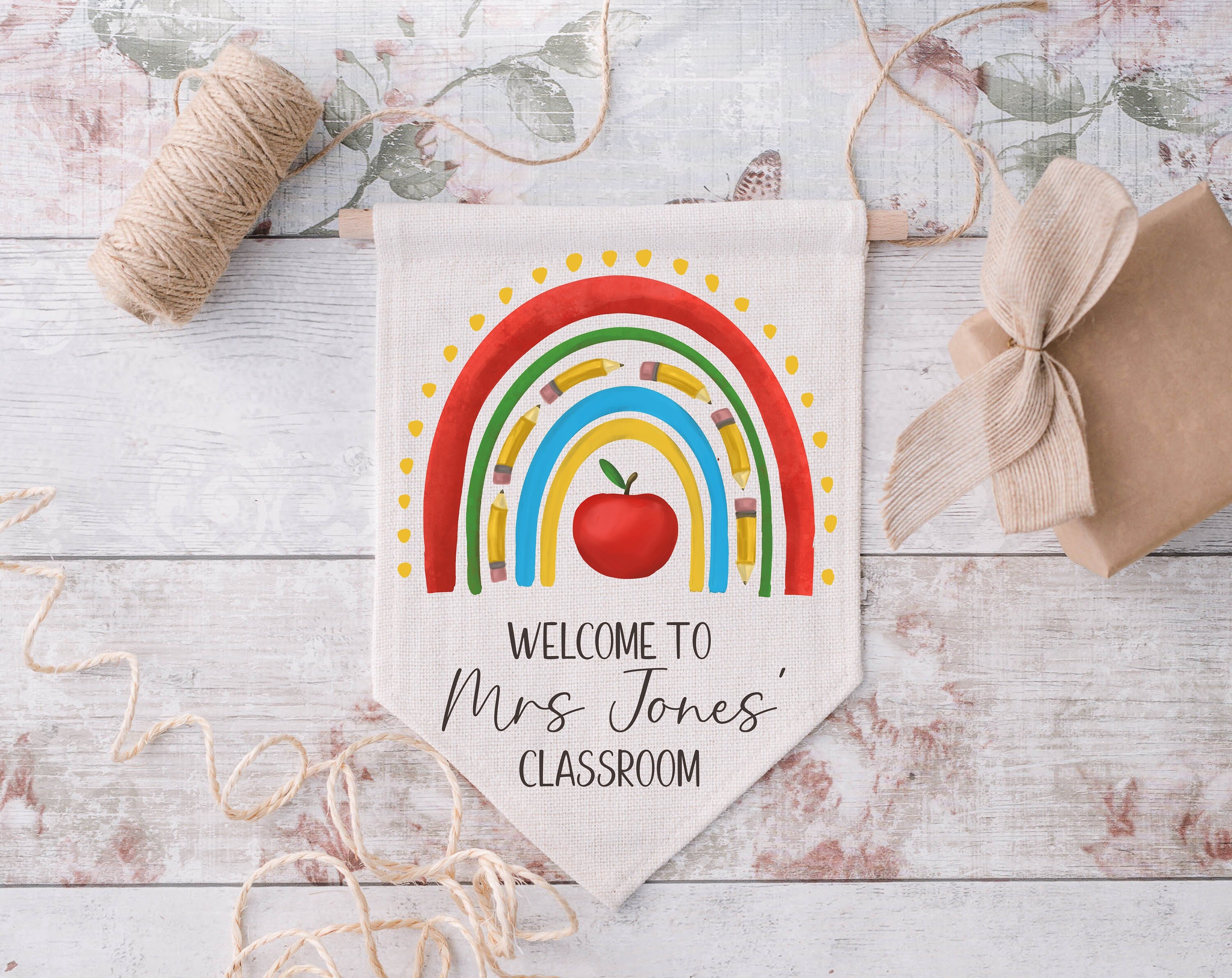 Personalised Teacher Classroom Sign,rainbow,end of Term Teacher Gift ...