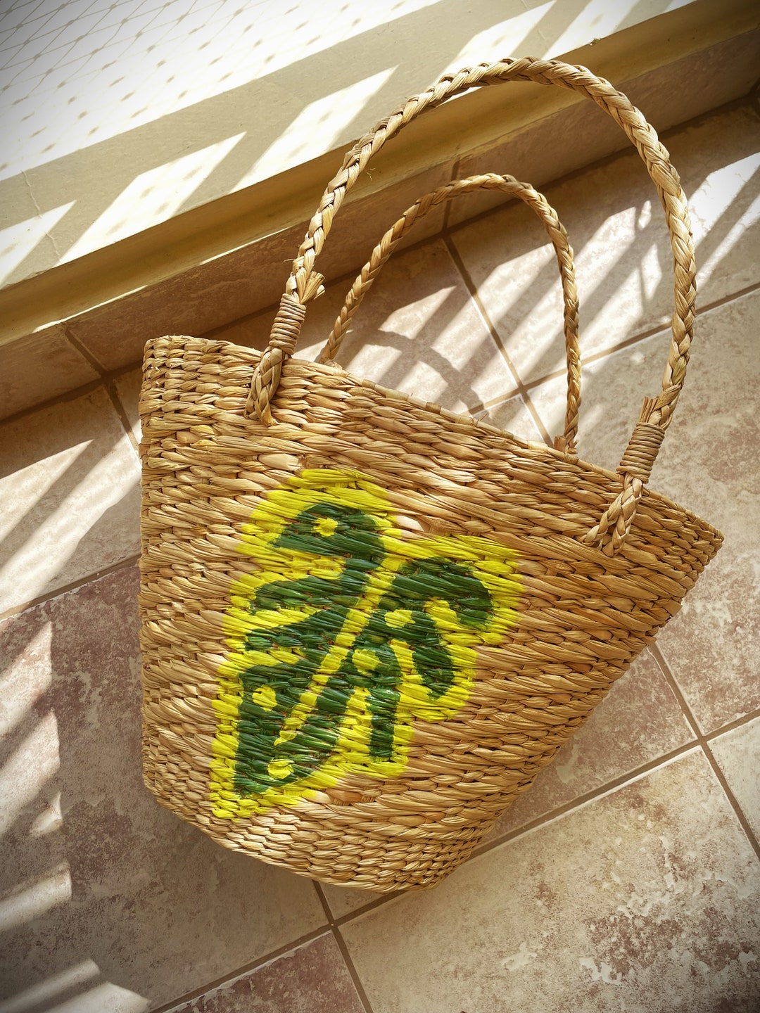 Naturally Elegant: Handmade Kauna Grass Basket Bag With Hand-painted ...