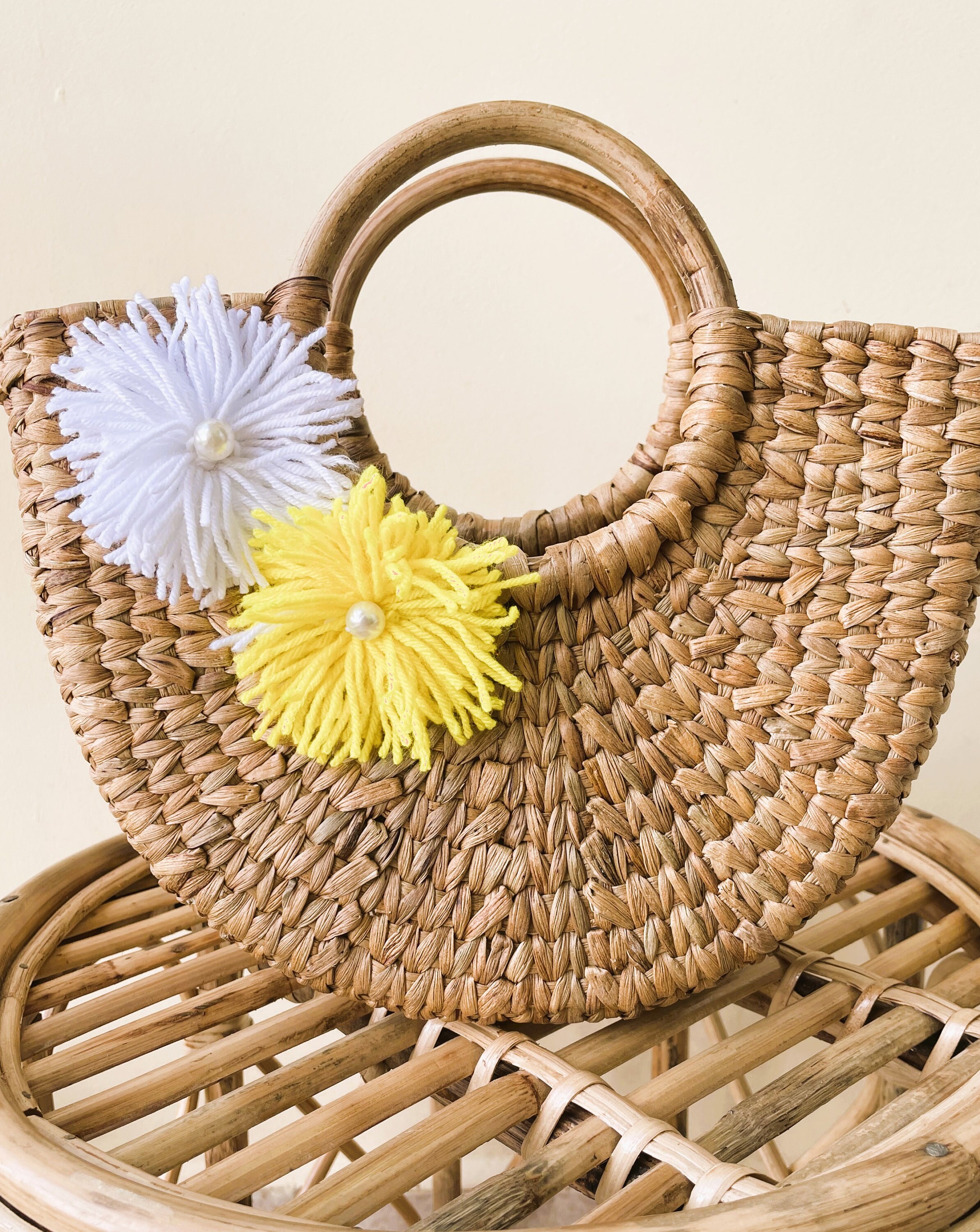 Water Hyacinth Crescent Boho Basket Bag - Small - Set of 2 - Etsy