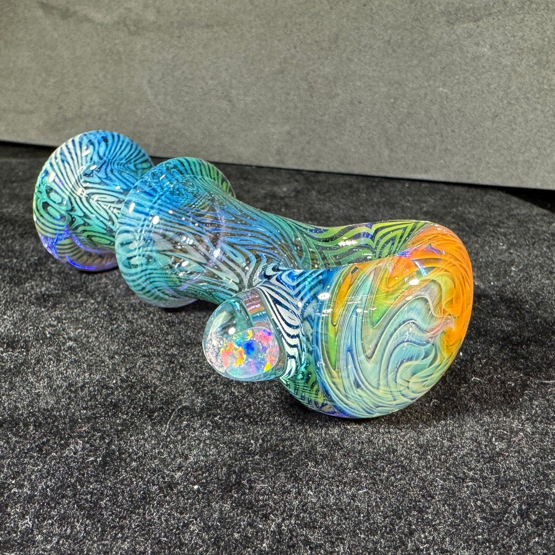 Fume Etch Pattern Glass Spoon Pipe With Color Changing Fume Linework ...