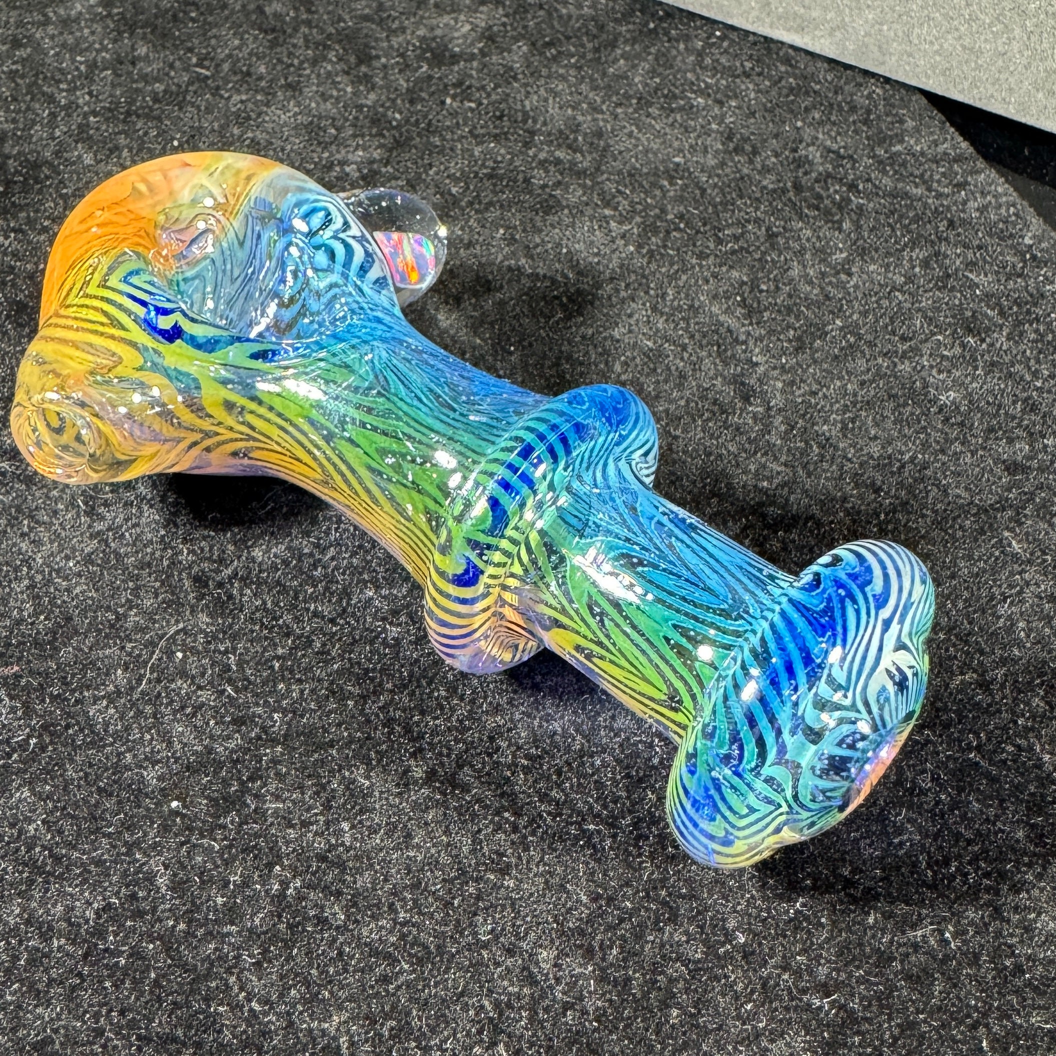 Fume Etch Pattern Glass Spoon Pipe With Color Changing Fume Linework ...