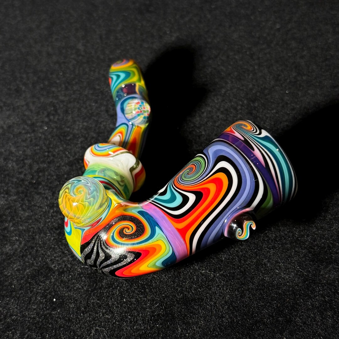 Colorful Multi-section Reversal Color Encalmo Blown Glass Sherlock Pipe ...