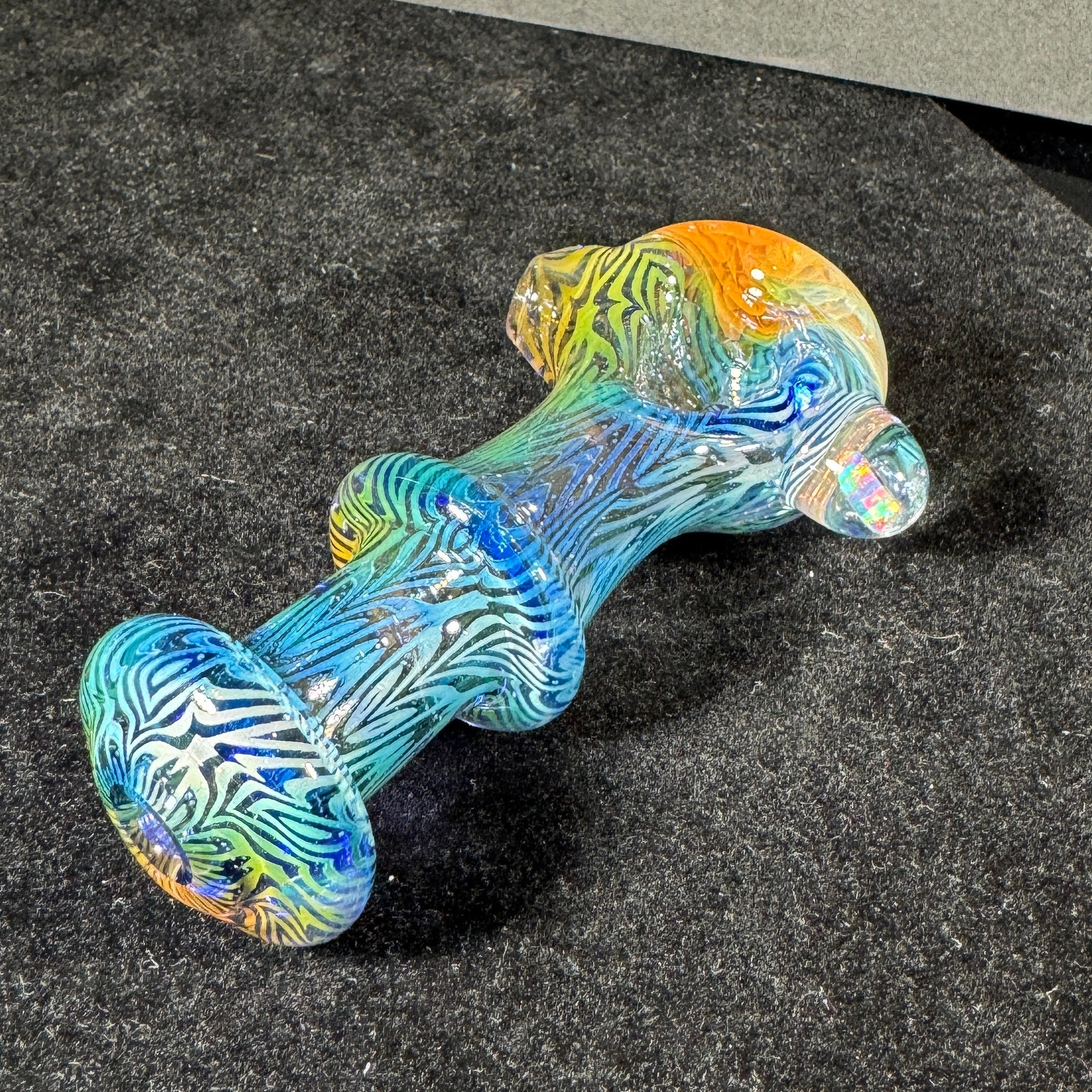 Fume Etch Pattern Glass Spoon Pipe With Color Changing Fume Linework ...
