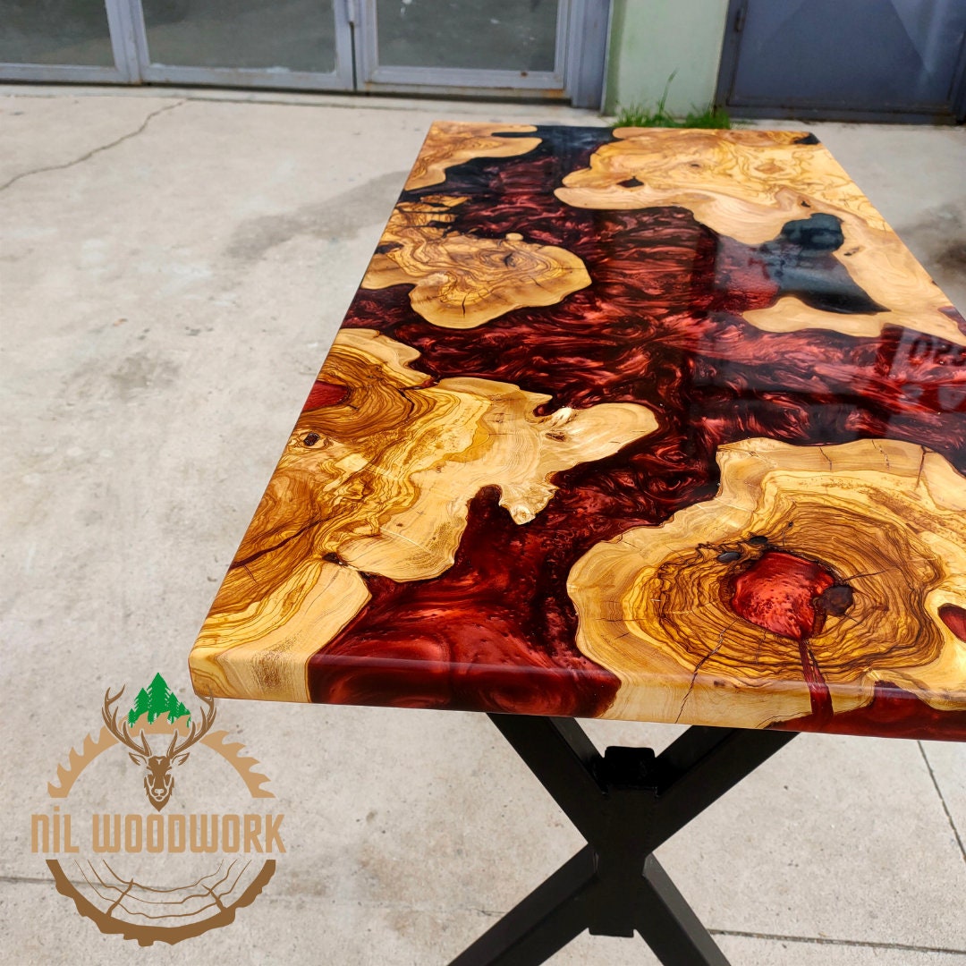 Personalized Design Resin Table, Unique Wooden Resin Table for Dining ...