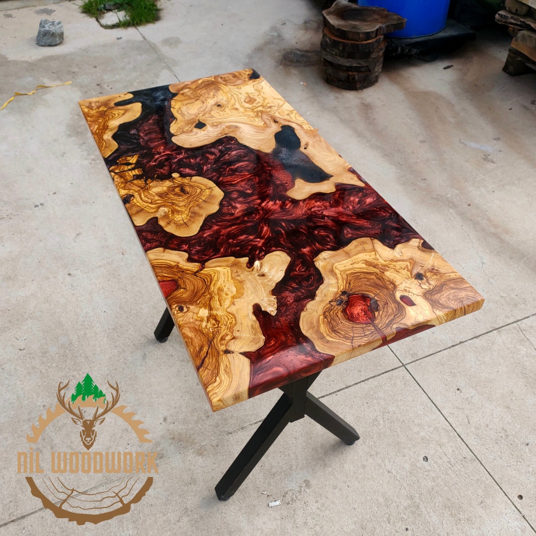 Personalized Design Resin Table, Unique Wooden Resin Table for Dining ...