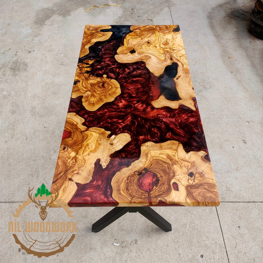 Personalized Design Resin Table, Unique Wooden Resin Table for Dining ...